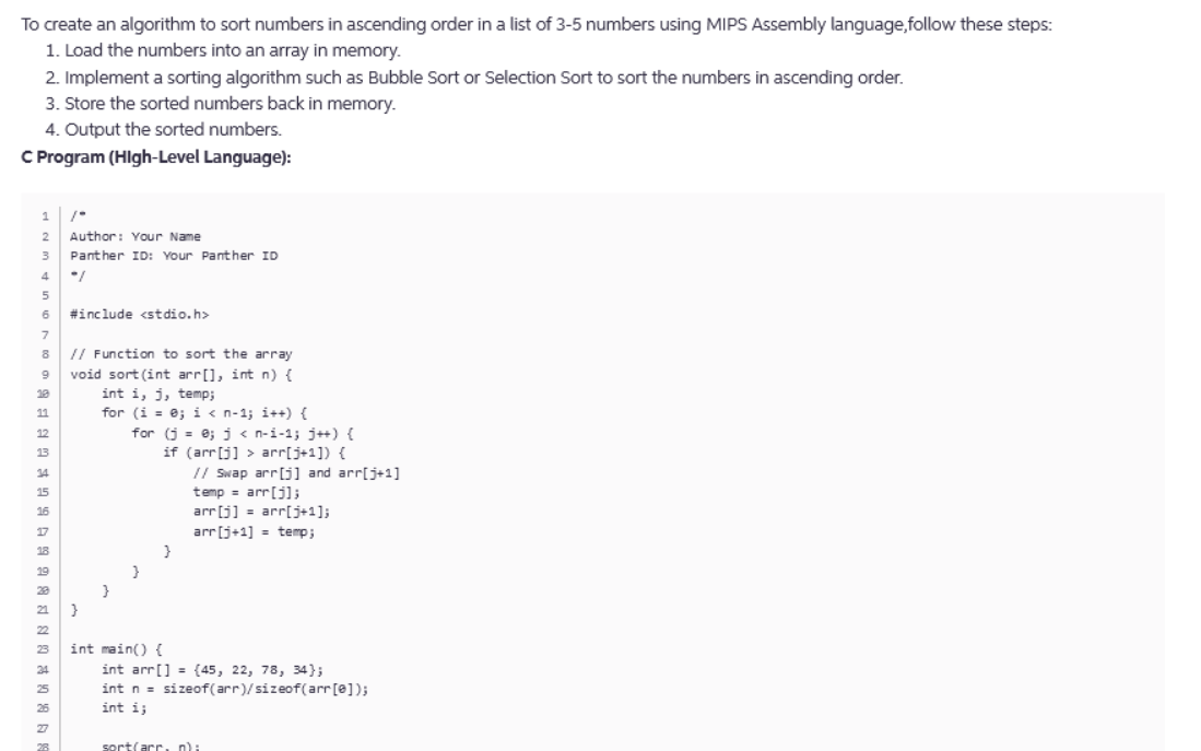 Solved Assignment 4 Directionscreate An Algorithm To Sor 2873